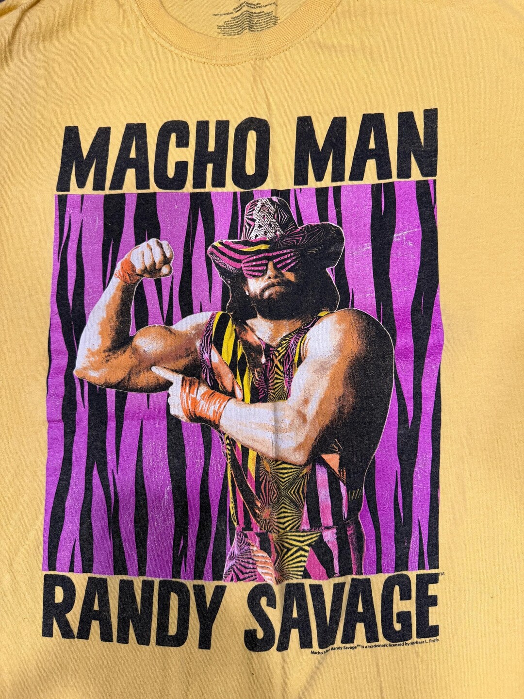 Retro 80s MACHO MAN Randy Savage T-shirt // Size Medium \\ Yellow ...