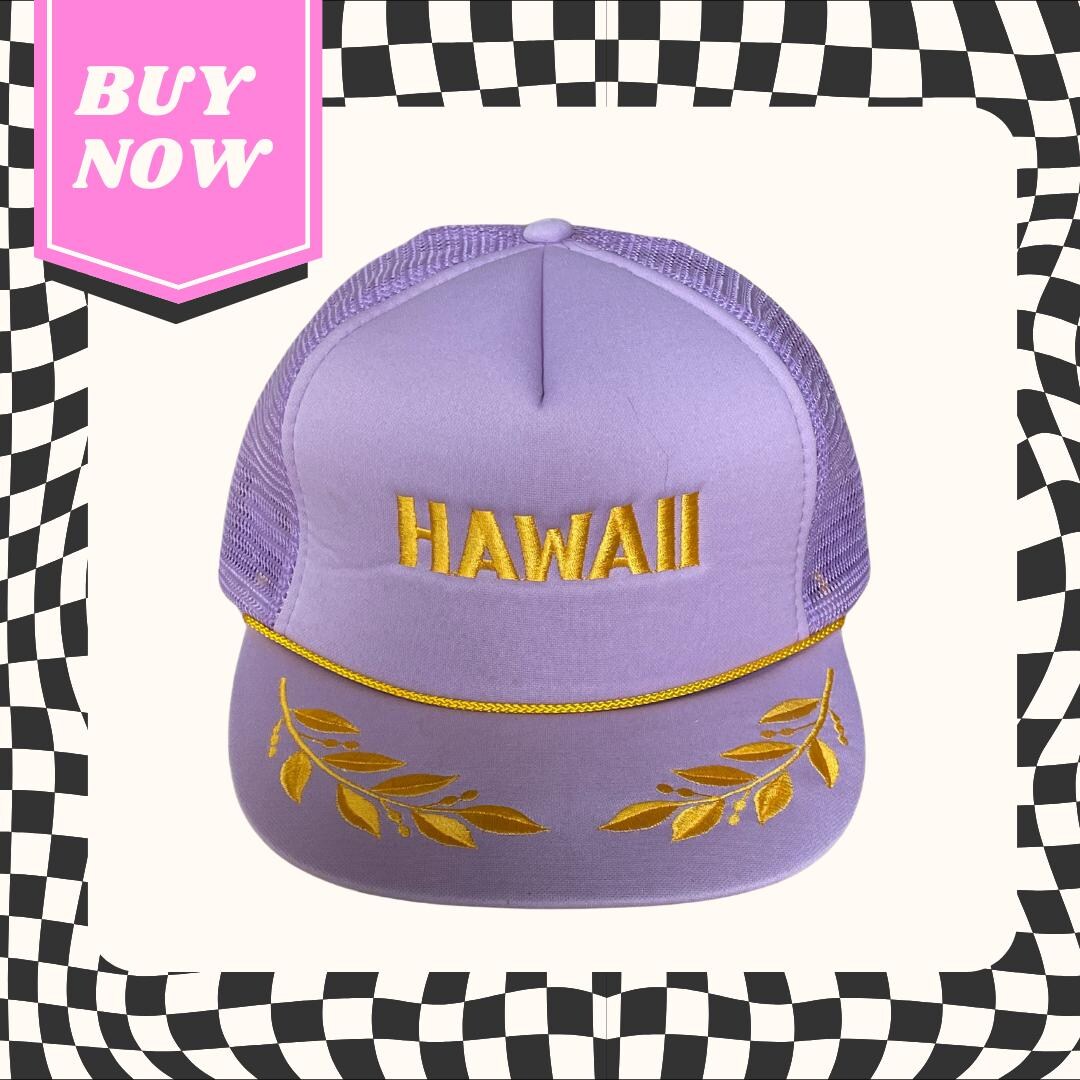 Vintage 1980s 'hawaii' TRUCKER HAT With Gold Detail // Rare Lavender ...