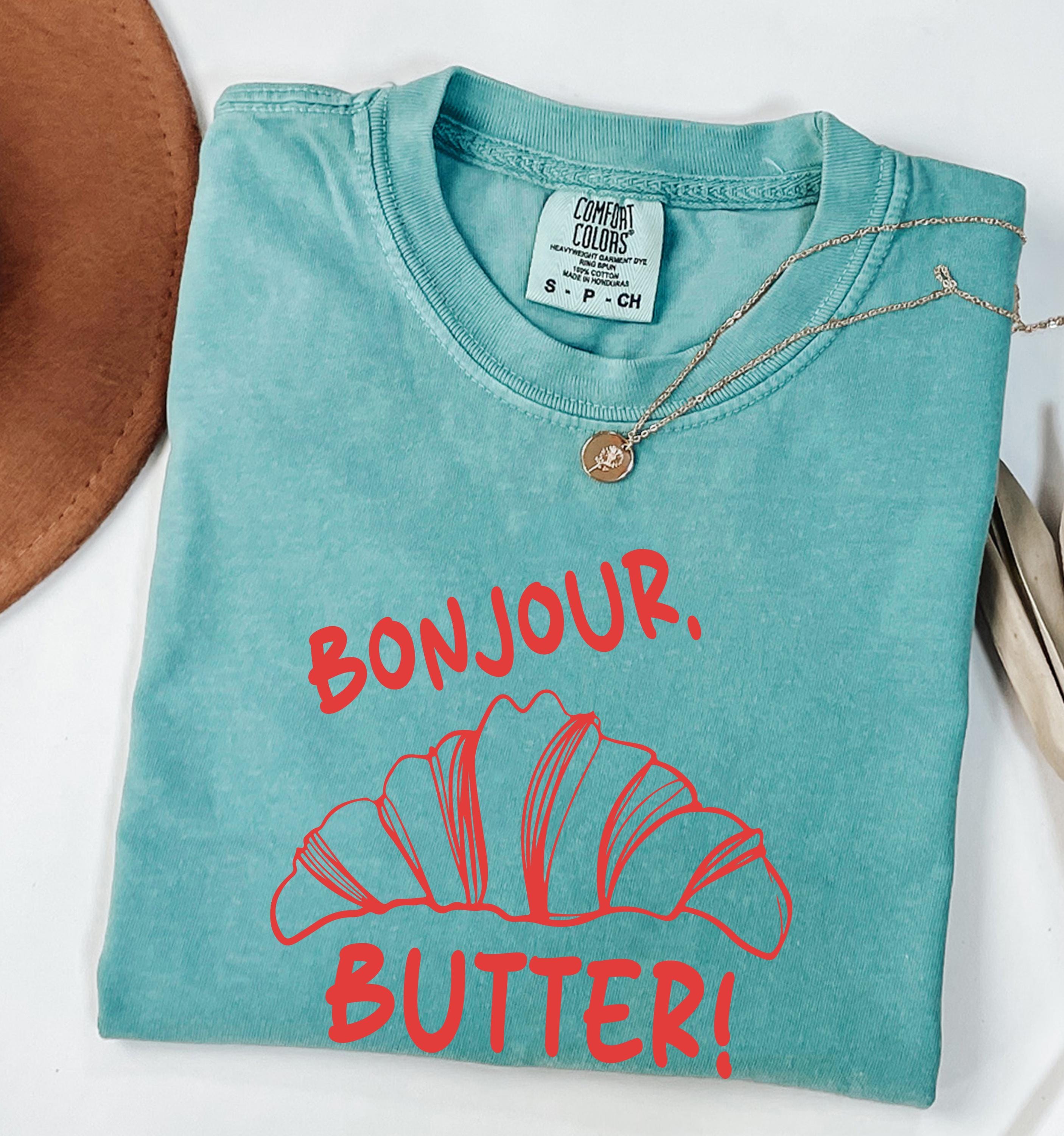 Bonjour Butter Croissant,comfort Colors® Unisex Shirt,french Pastry ...