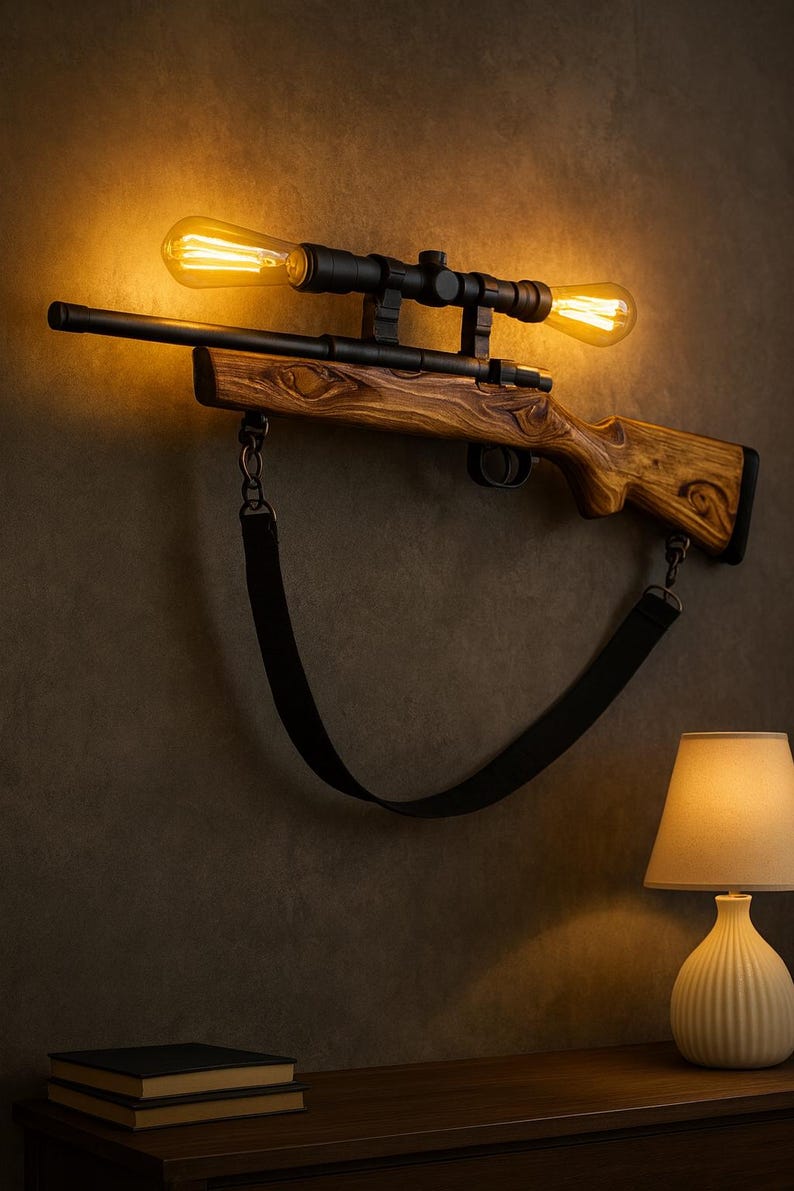 Handmade Wooden Rifle Lamp: Rustic Cabin Decor Light - Etsy
