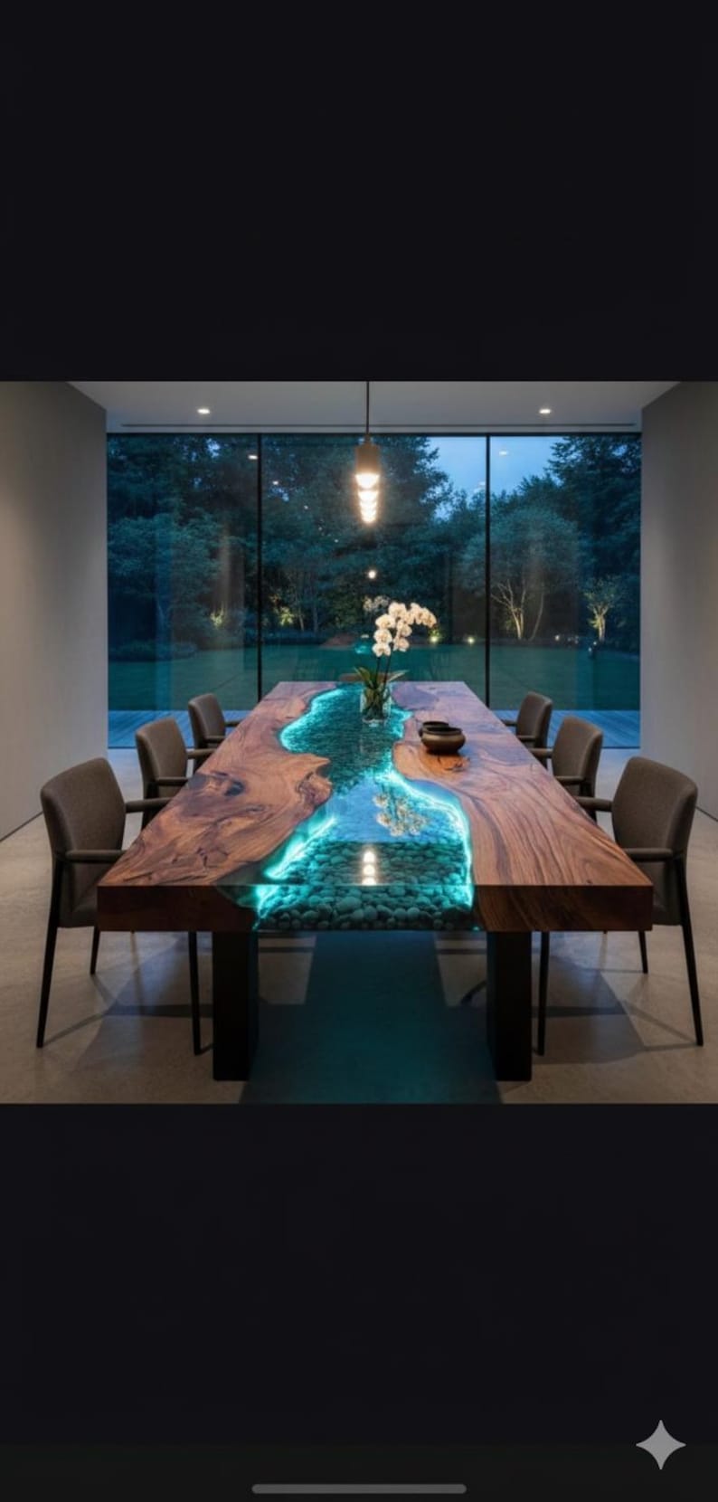 Handcrafted Live Edge Epoxy River Dining Table With Glowing LED River ...