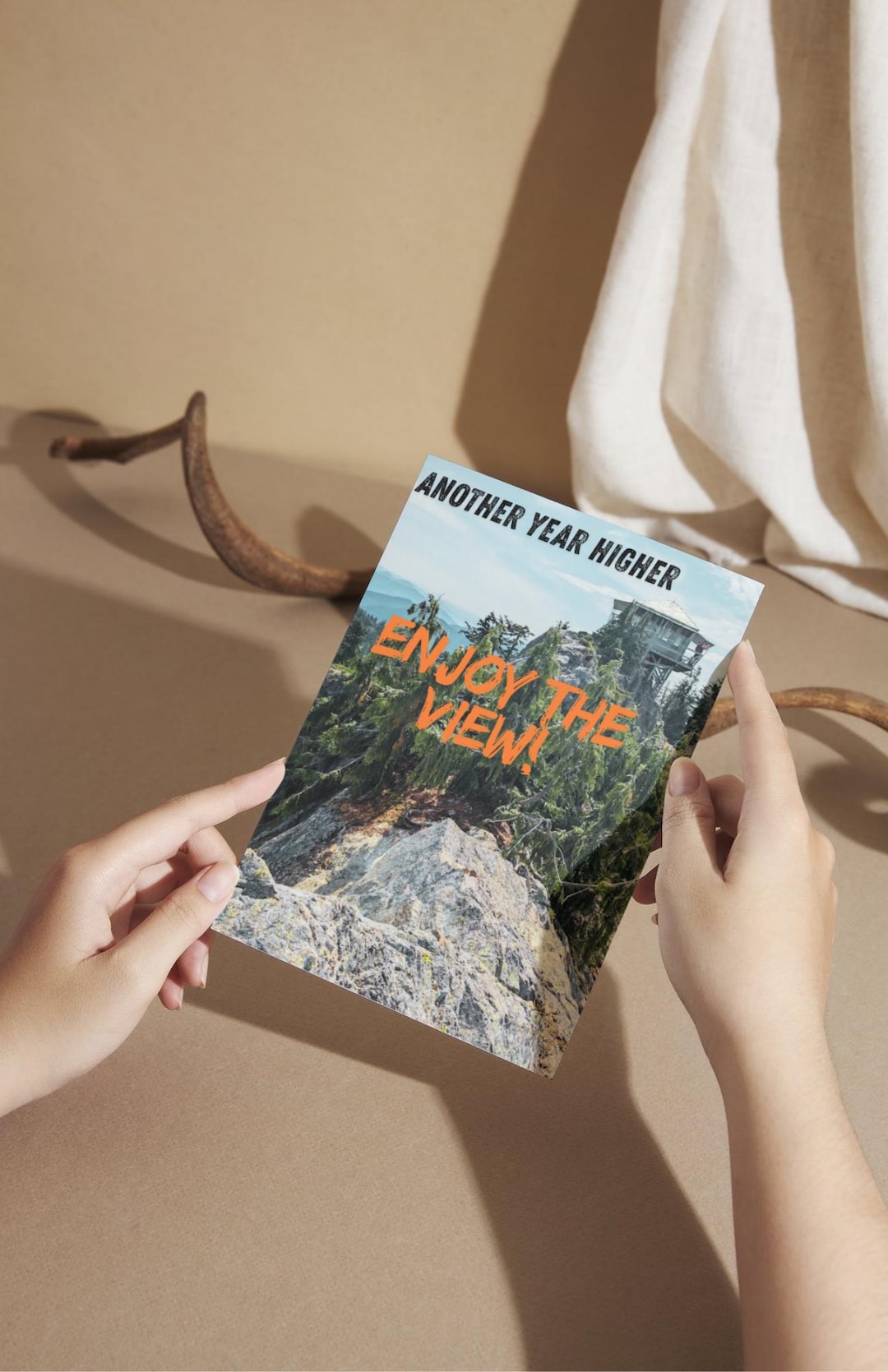 Mountain Birthday Card – Trail Summit Fire Lookout With Adventure Quote ...