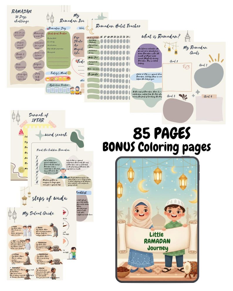 Ramadan Planner for Kids Coloring Activities Worship Tracting - Etsy