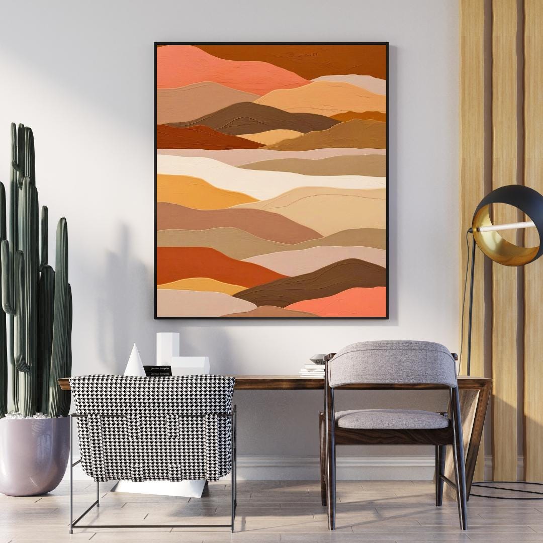 Terracotta Desert Landscape Print: Earth Tone Abstract Art (digital ...