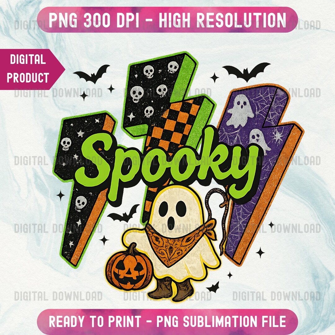 Spooky Lightning Bolt PNG, Halloween PNG, Halloween Thunder Boo PNG ...
