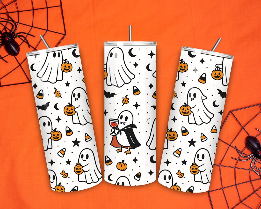 Cute Ghost Design, Vampire Goose Halloween Tumbler PNG, Spooky Pattern ...