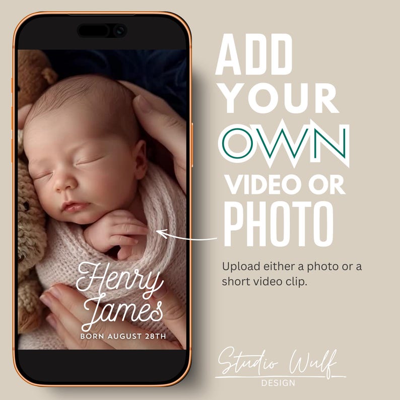 Animated Baby Birth Announcement Video Template | Editable Canva Reveal ...