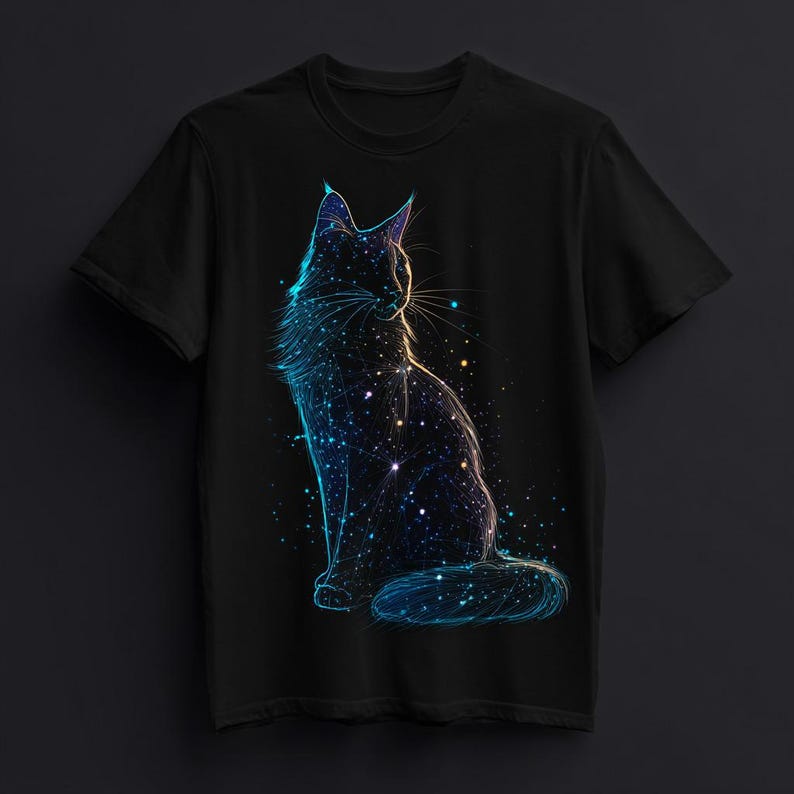 Custom Star Pattern Cat T-shirt: Cosmic Cat Lover Gift - Etsy UK