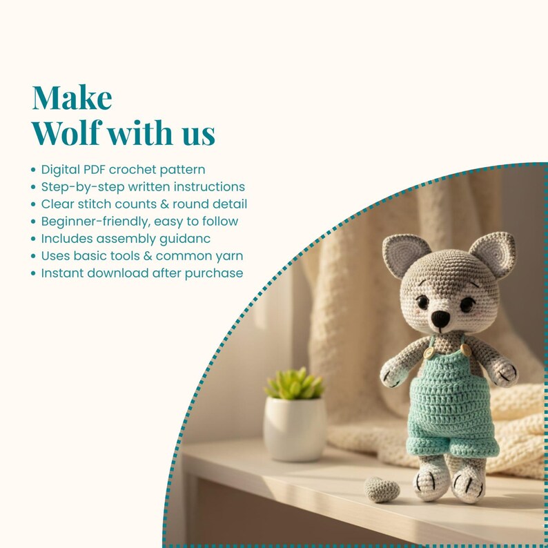 Amigurumi Wolf Crochet Pattern | Beginner-friendly Toy (PDF Download ...