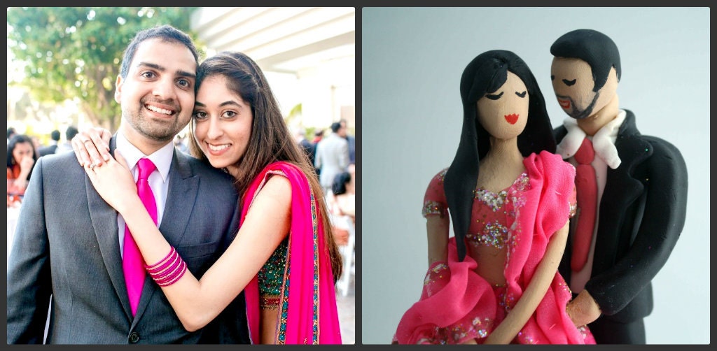 Indian Wedding Cake Topper CUSTOMIZED to Your Features and | Etsy