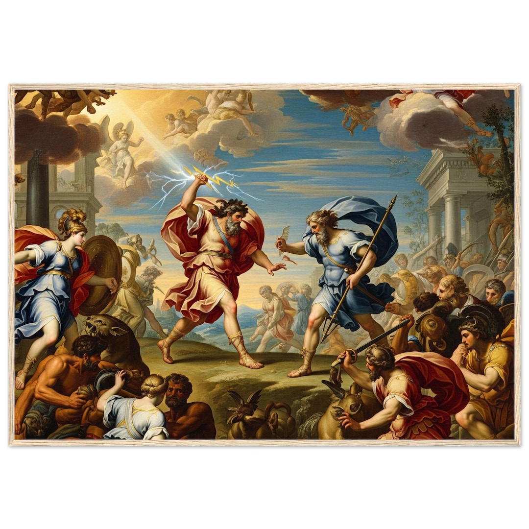 Greek Gods Battle Greek Mythology Renaissance Painting Classic Semi ...