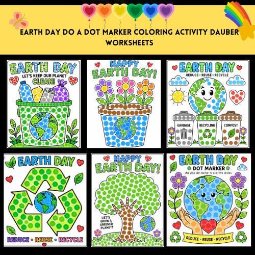 Earth Day Do a Dot Marker Dauber Coloring Activity Preschool Fine Motor ...