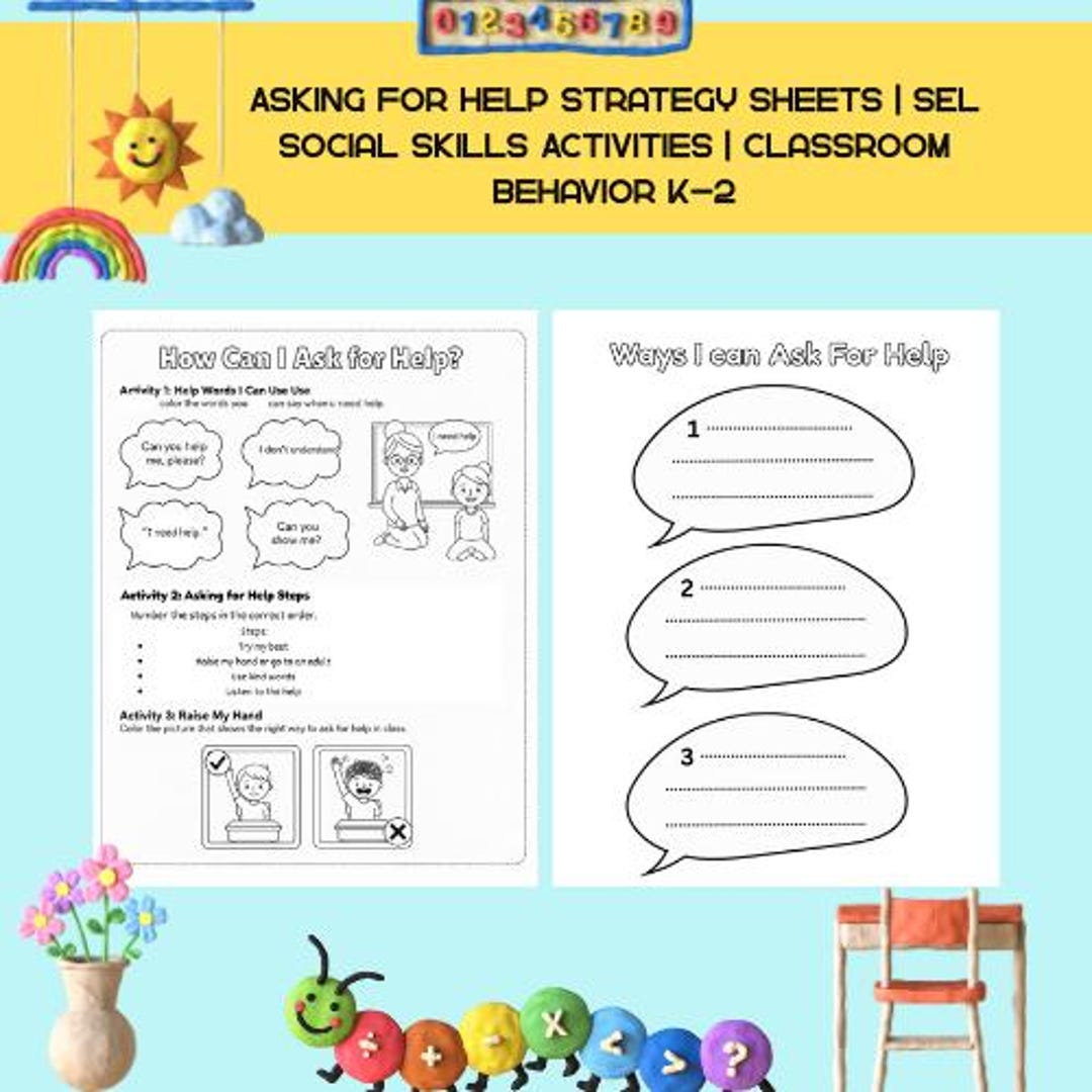 Asking for Help Social Story Worksheets | SEL Activities for ...