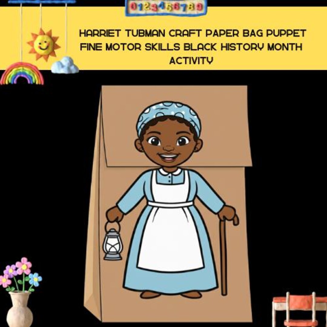 Harriet Tubman Craft Paper Bag Puppet Fine Motor Black Women History ...