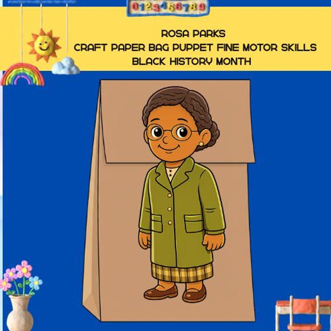 Rosa Parks Paper Bag Puppet Craft: Black History Month Activity (PDF ...