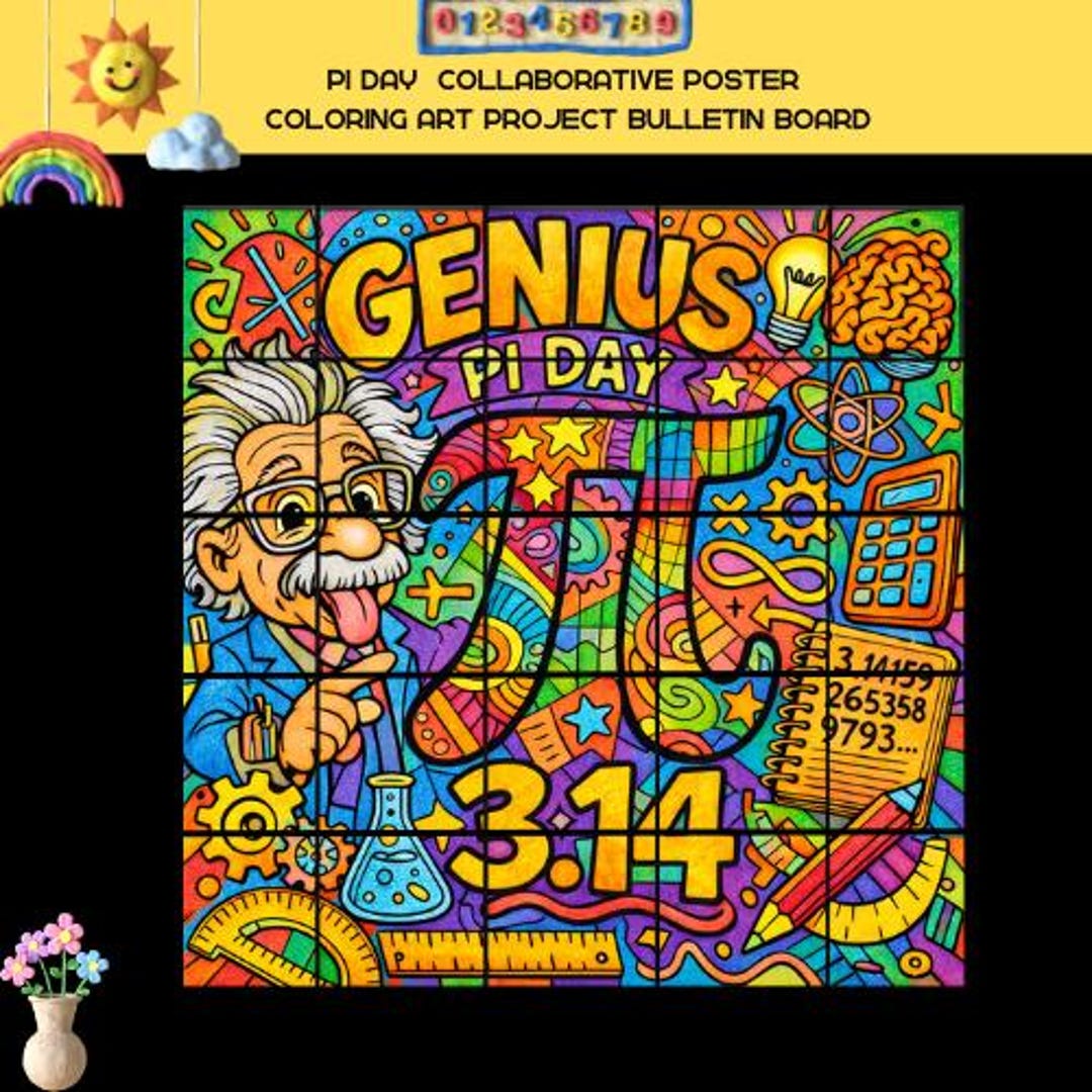 Pi Day Collaborative Poster Coloring Activity, Math Classroom Bulletin ...