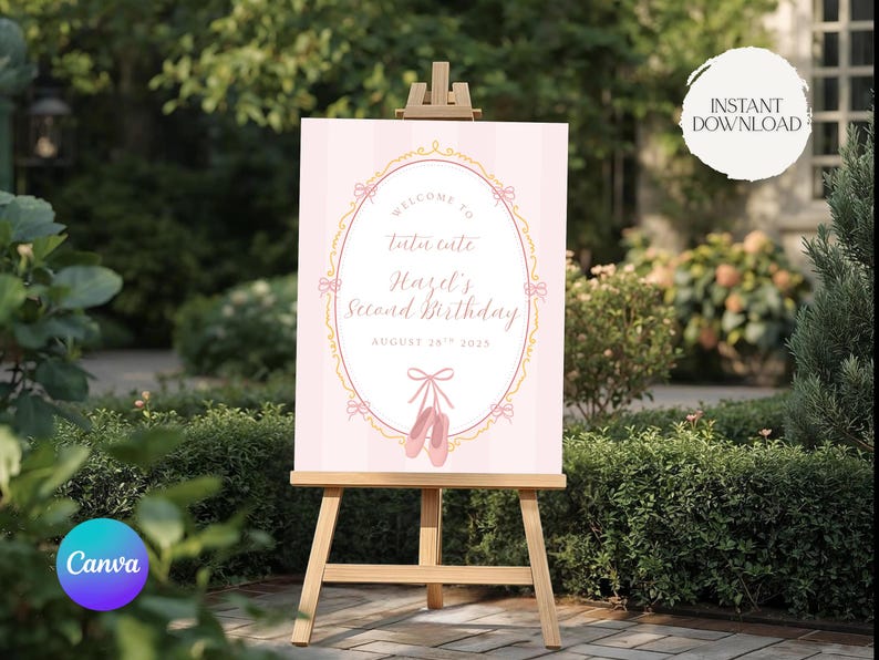 Tutu Cute Welcome Sign | Ballerina Pink Ballet Pointe Shoes Girl 2nd ...