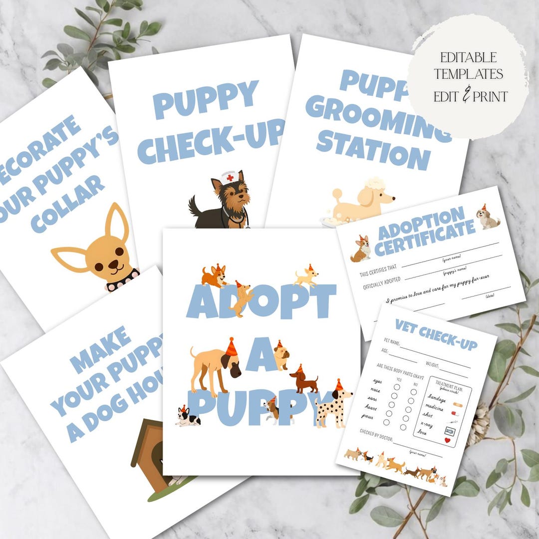 Adopt a Puppy Bundle Set | Blue Puppy Dogs Birthday Party Games ...