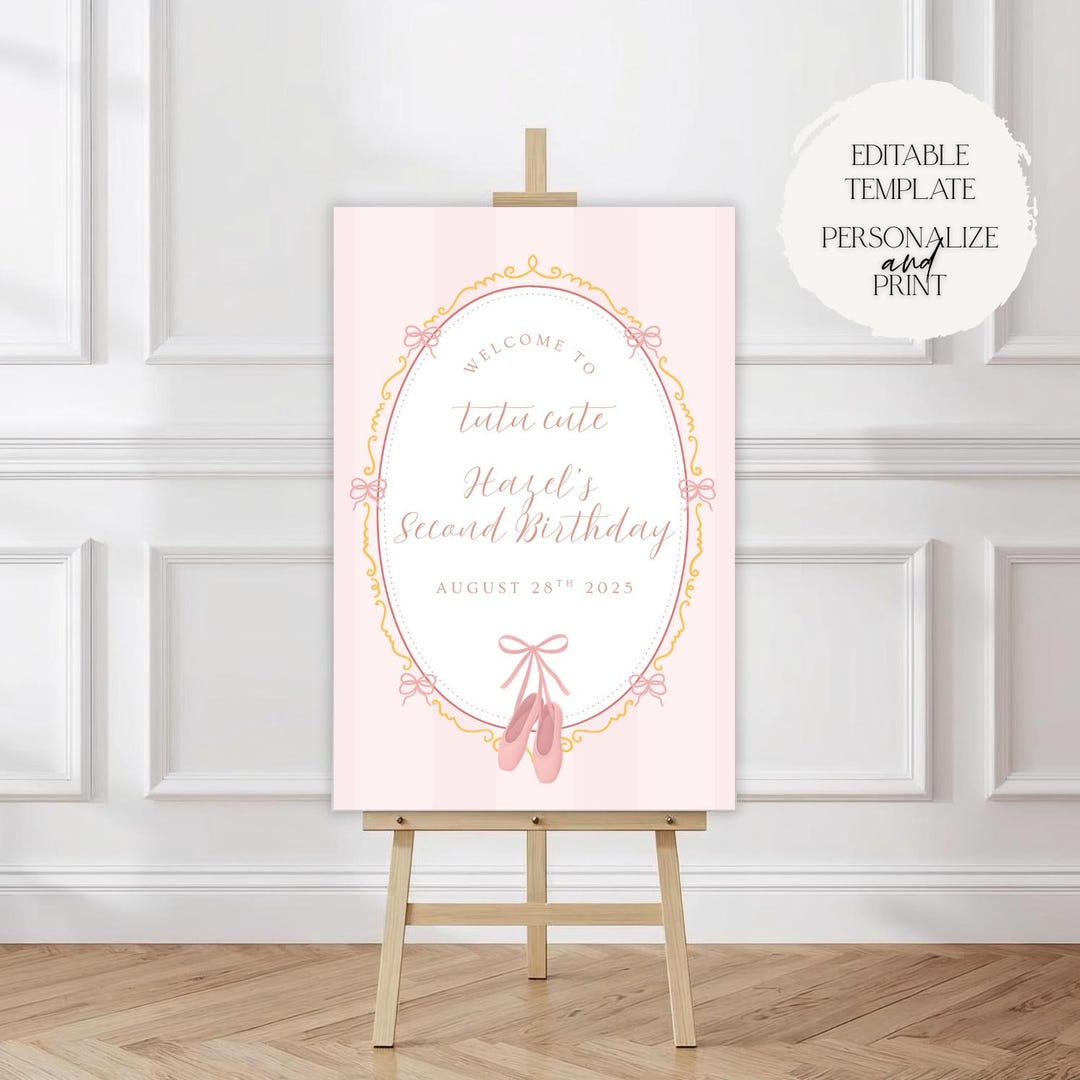 Tutu Cute Welcome Sign | Ballerina Pink Ballet Pointe Shoes Girl 2nd ...