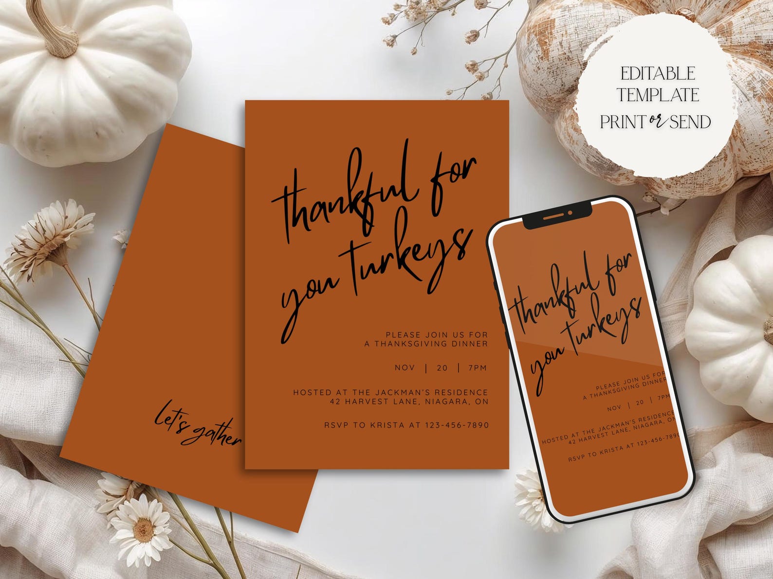 Thankful for You Turkeys Invitation | Holidays Let’s Gather ...