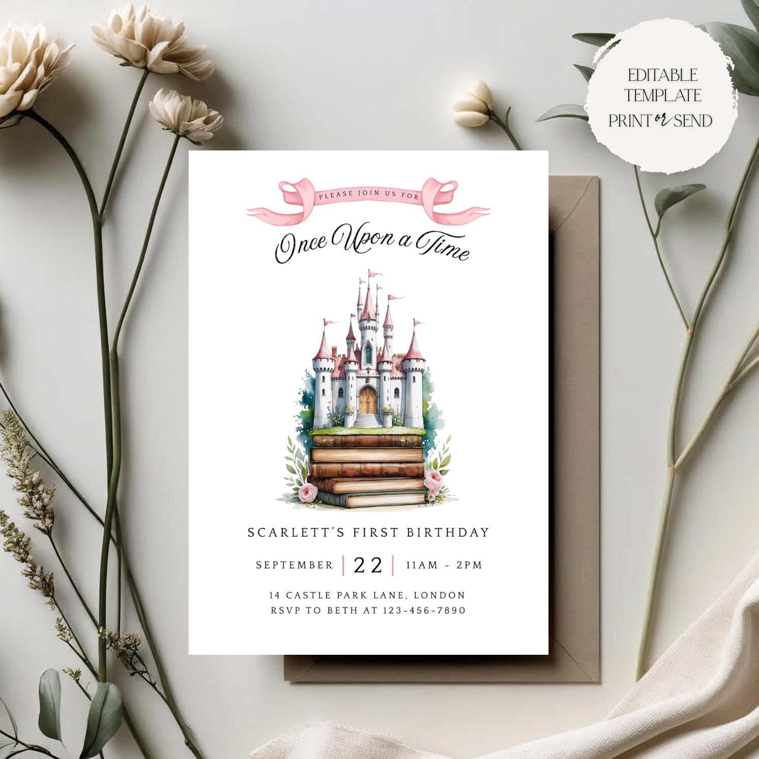 Once Upon a Time Birthday Invitation | Magical Fairy Tale Storybook ...