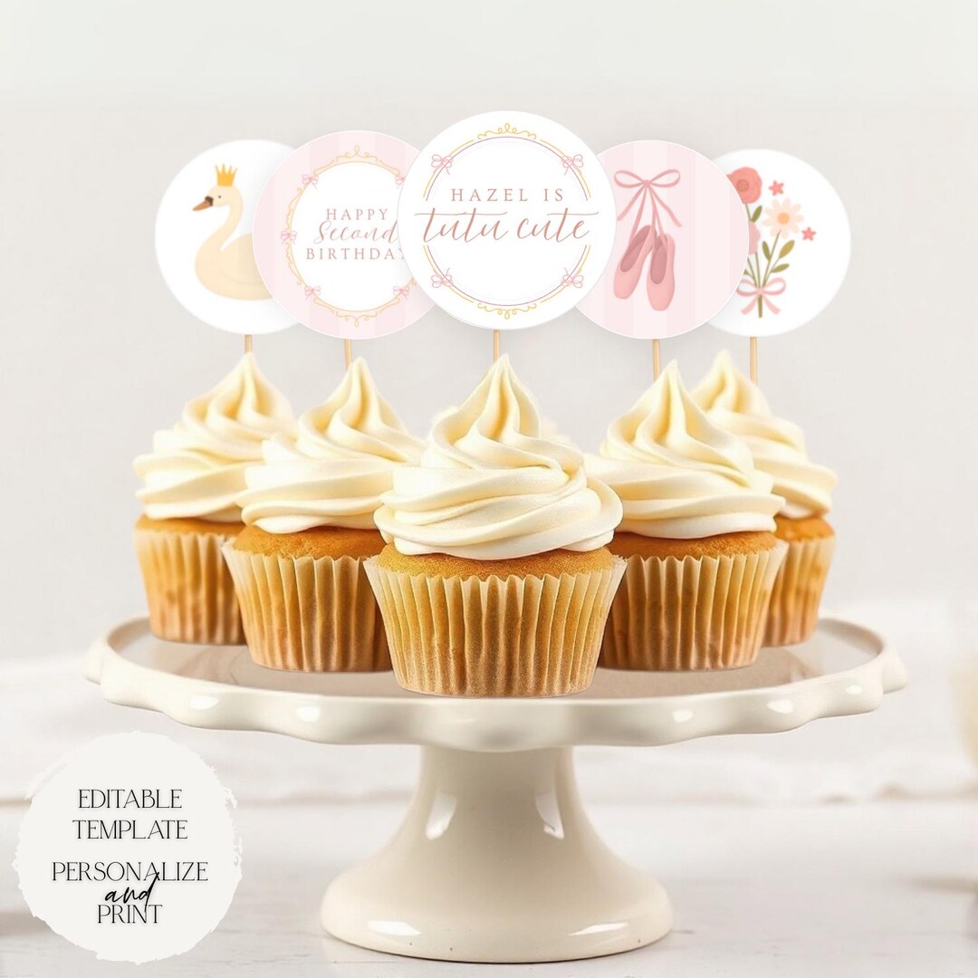 Tutu Cute Cupcake Toppers | Ballerina Pink Ballet Pointe Shoes Girl 2nd ...