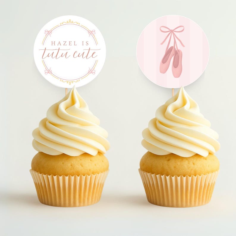 Tutu Cute Cupcake Toppers | Ballerina Pink Ballet Pointe Shoes Girl 2nd ...