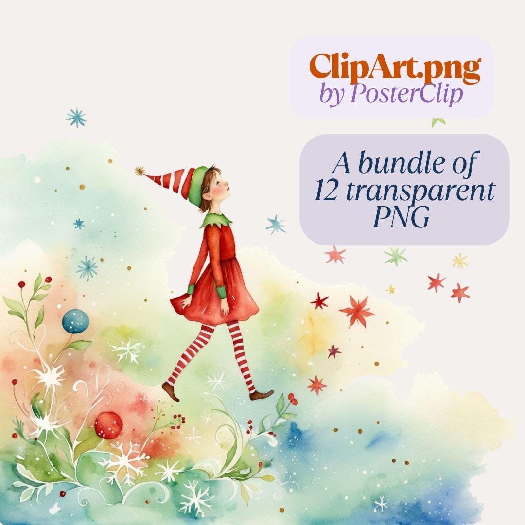 Christmas Clipart Bundle: Watercolor Santa and Elves (digital Download ...