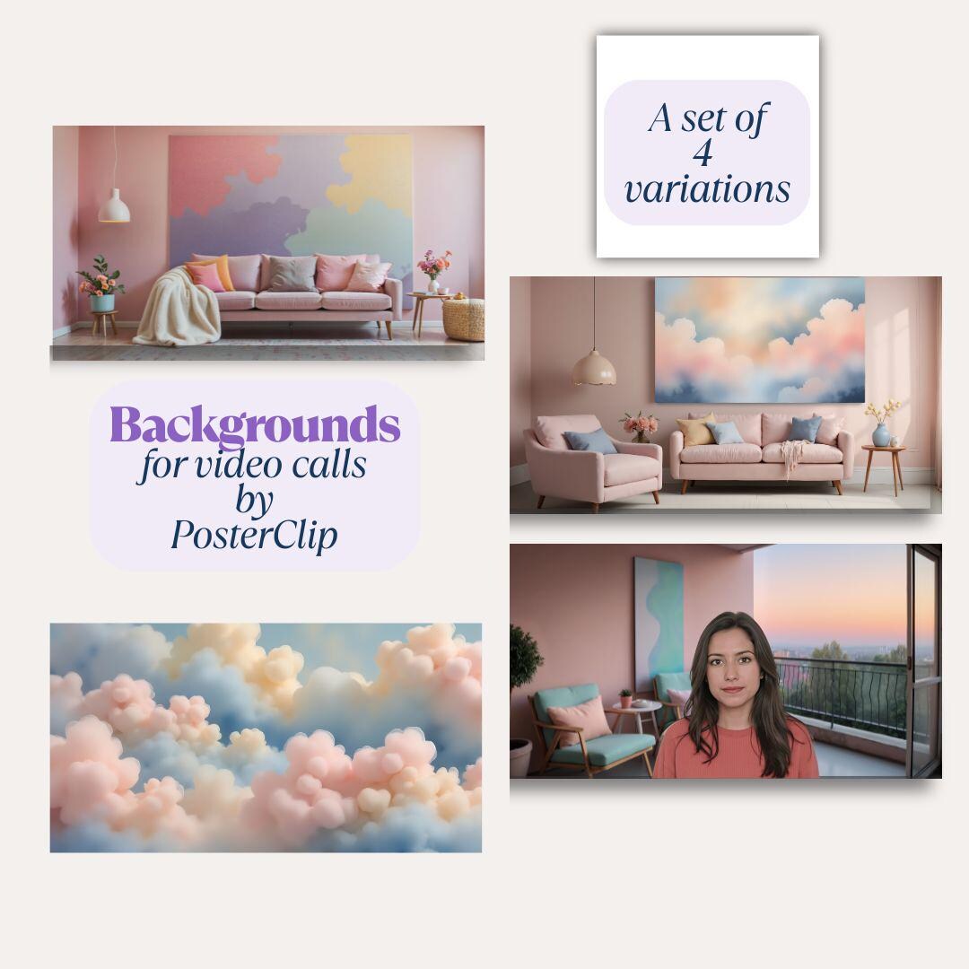 Backgrounds (4 Pcs) for Video Calls With a Pink Themed Rooms - Etsy