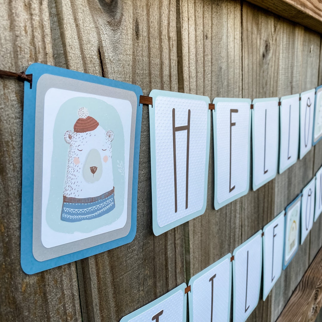 Winter Bear Boy Baby Shower Decor Bundle - Custom Baby Woodland Banner ...