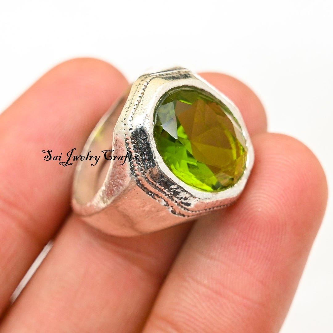 Beautiful Green Peridot Men's Ring, 925 Sterling Silver Ring, Stylish ...