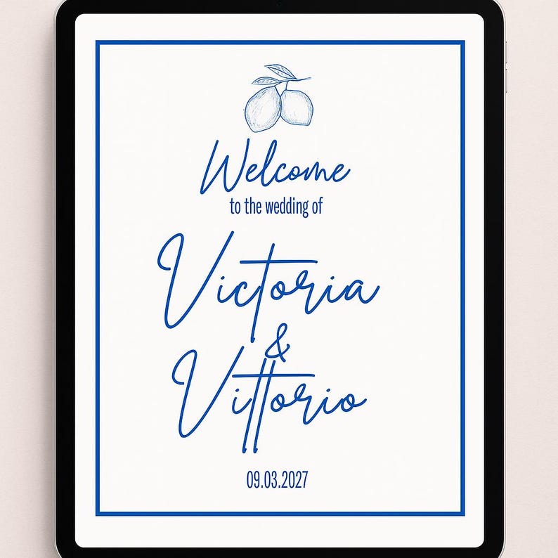 Editable Lemon Wedding Welcome Sign | A2 Canva Template | Italian ...