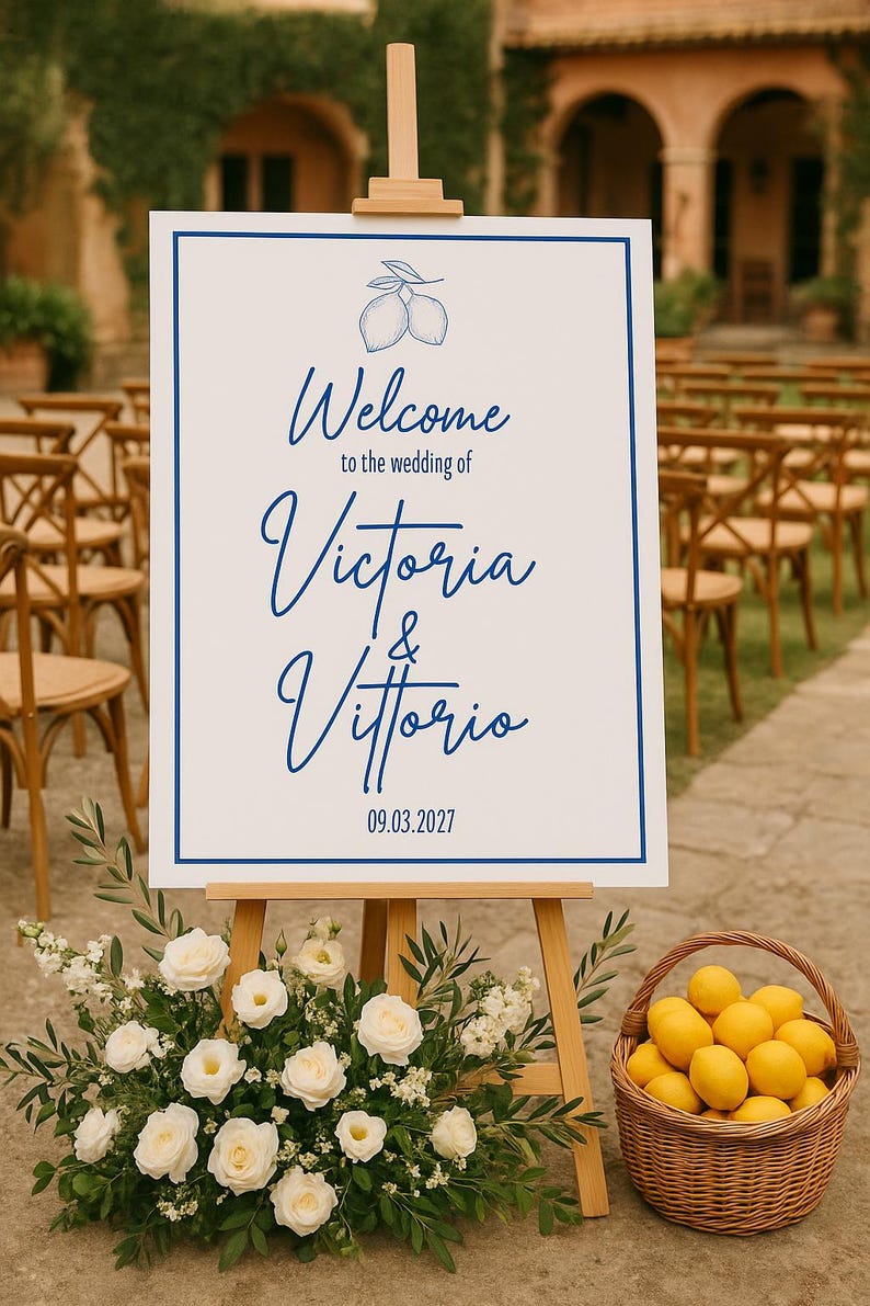 Editable Lemon Wedding Welcome Sign | A2 Canva Template | Italian ...