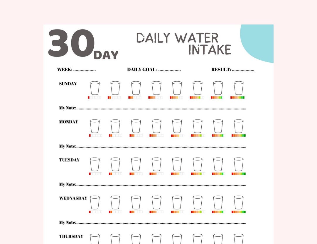 30 Days Water Tracker Printable | Water Challenge and Tracking Planner ...