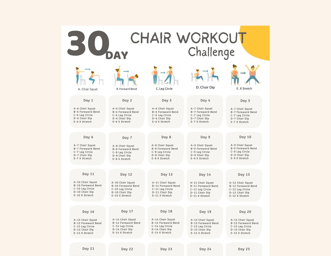 30-day Chair Workout Challenge | Printable PDF Guide - Etsy