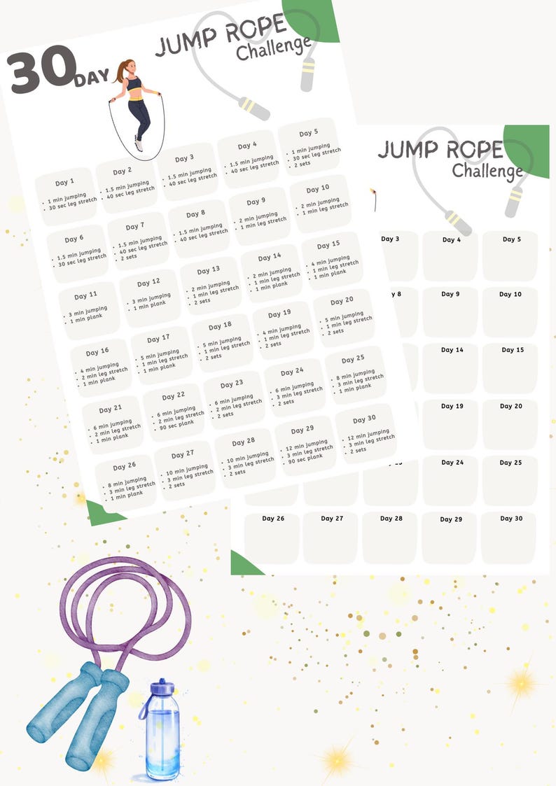 30 Day Jump Rope Challenge | Printable Fitness Planner (PDF) - Etsy