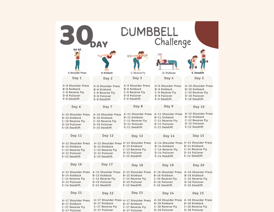 30-day Dumbbell Challenge: Printable Fitness Planner (PDF Download) - Etsy