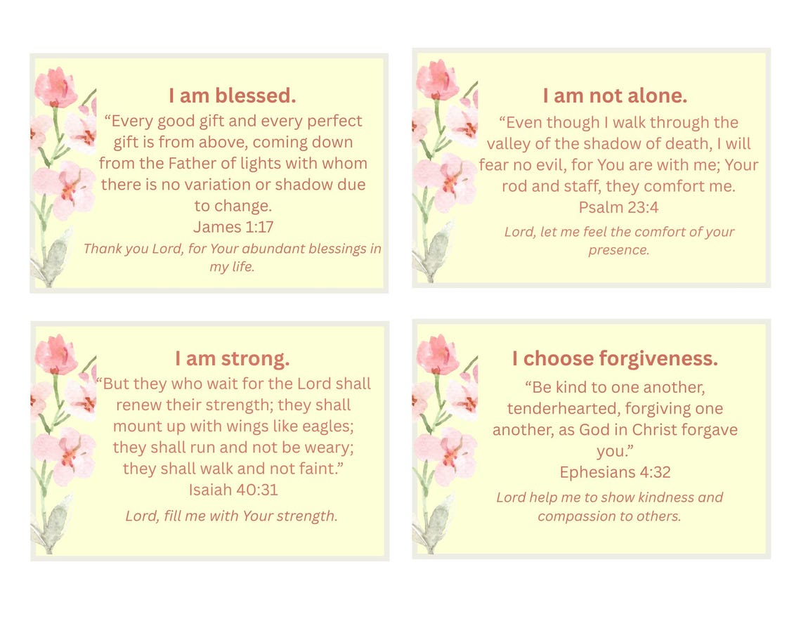 Printable Christian Affirmation Cards | 32 Scripture Cards | Bible ...