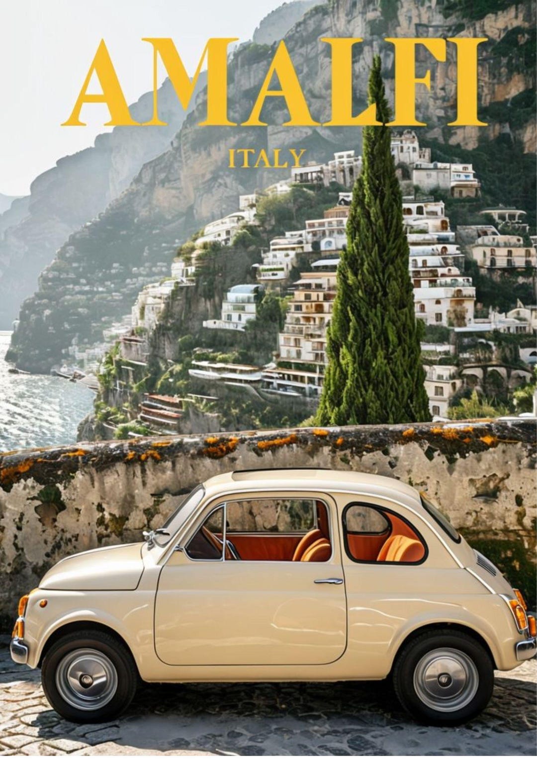 Vintage Amalfi Coast Printable Poster – Rustic Italy Travel Wall Art ...