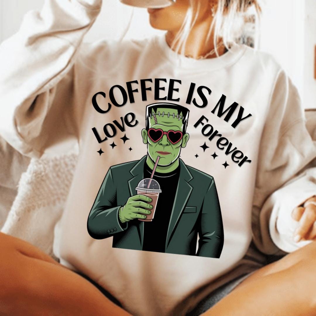 Funny Halloween Coffee Frankenstein PNG & JPG Design (digital Download ...