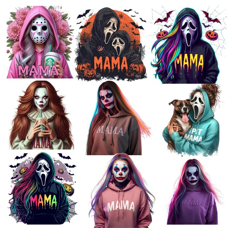 Halloween Horror Mama PNG Bundle: 120+ Spooky Character Designs ...