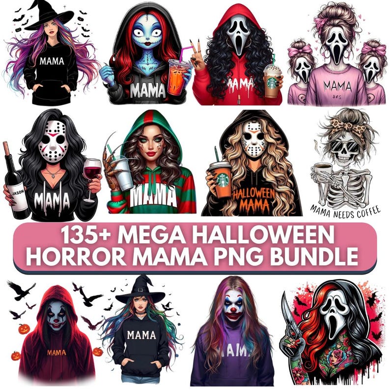 Halloween Horror Mama PNG Bundle: 135+ Spooky Designs (digital Download ...