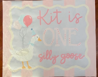 Custom Hand Painted Brown Paper Banner- One Silly Goose, Two Silly - Etsy