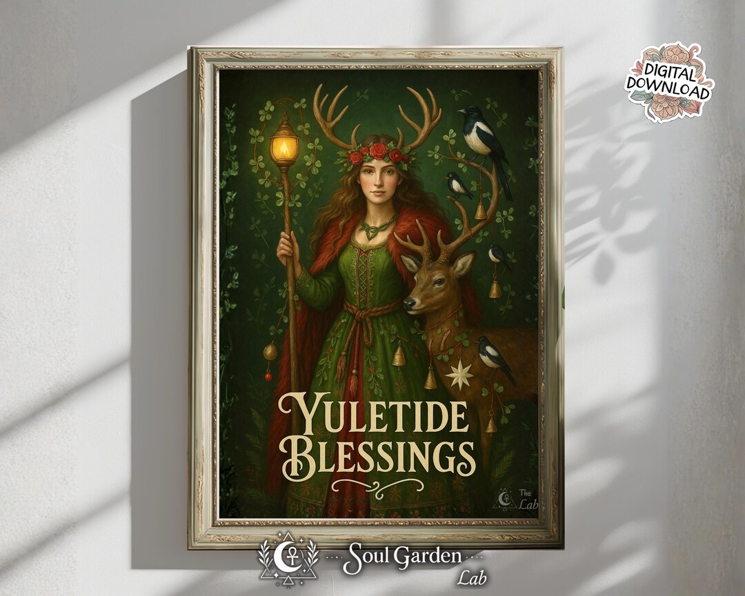 Yuletide Blessings Wall Art Pagan Winter Solstice Goddess Poster ...