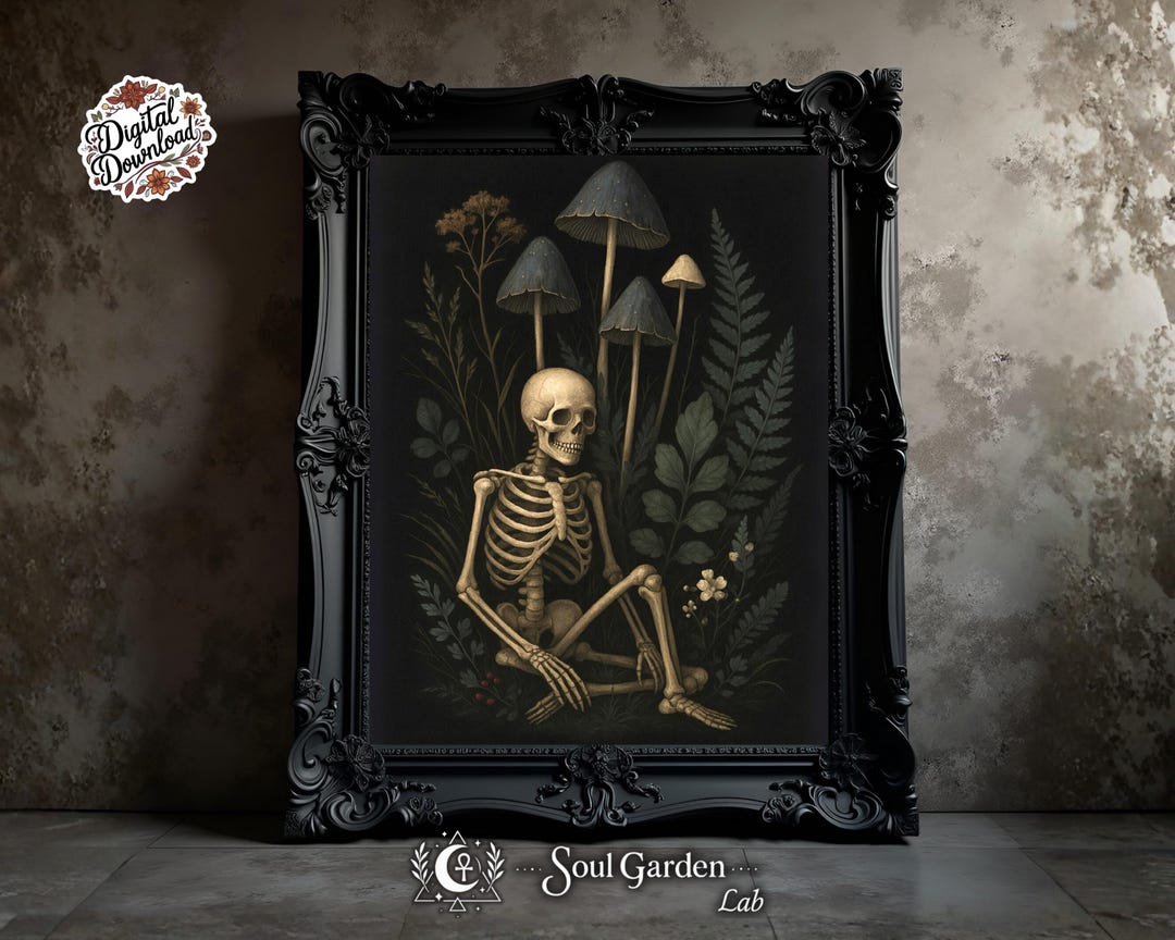 Botanical Skeleton Poster Gothic Wall Art Dark Vanitas Decor for ...