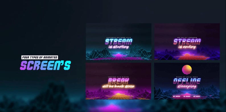 Neon Synthwave Stream Transition: 80s Retro Overlay (digital Download ...