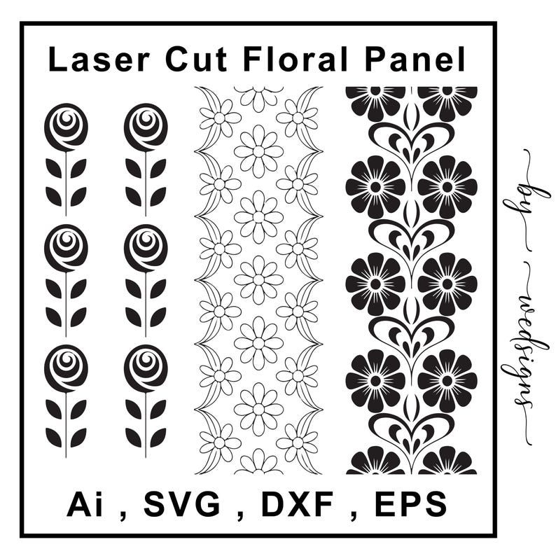 Floral Laser Cut Wall Art Bundle: Ornamental Rose Designs (digital ...