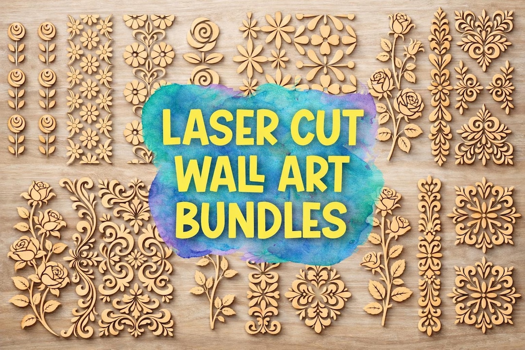 Floral Laser Cut Wall Art Bundle: Ornamental Rose Designs (digital ...