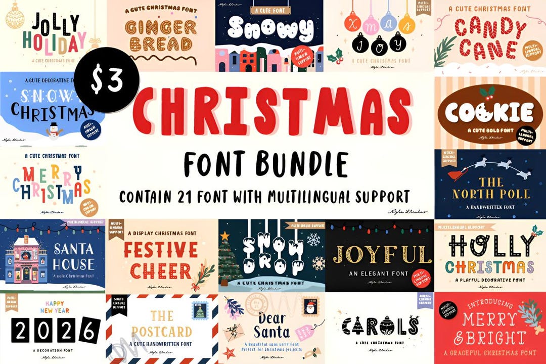 Christmas Font Bundle – 21 Holiday Typefaces (digital Download) - Etsy