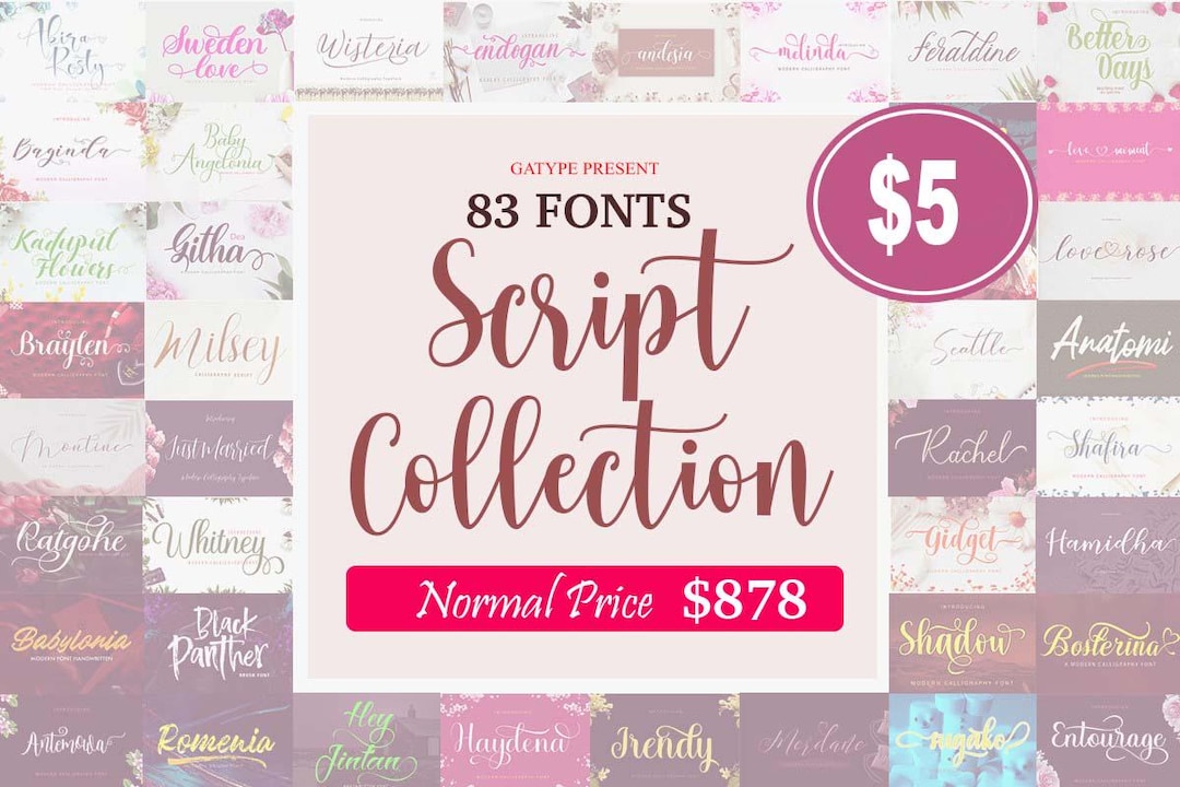 83 Script Fonts Bundle – Handwritten Calligraphy, OTF TTF (commercial ...
